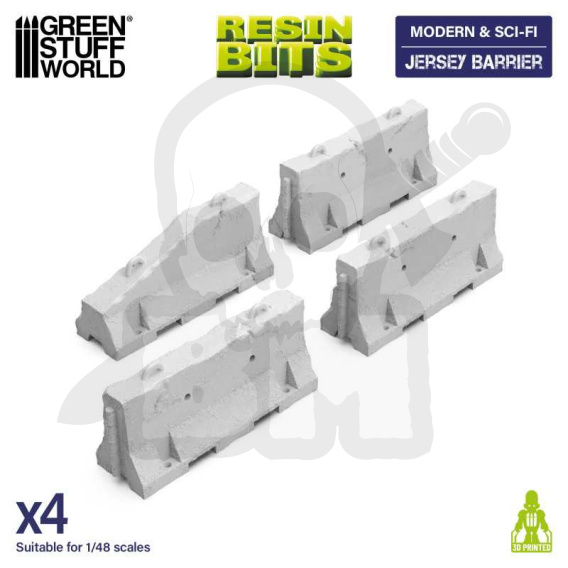 Battle-Models > 3D printed set - Jersey Barriers - bariery drogowe 4 szt.